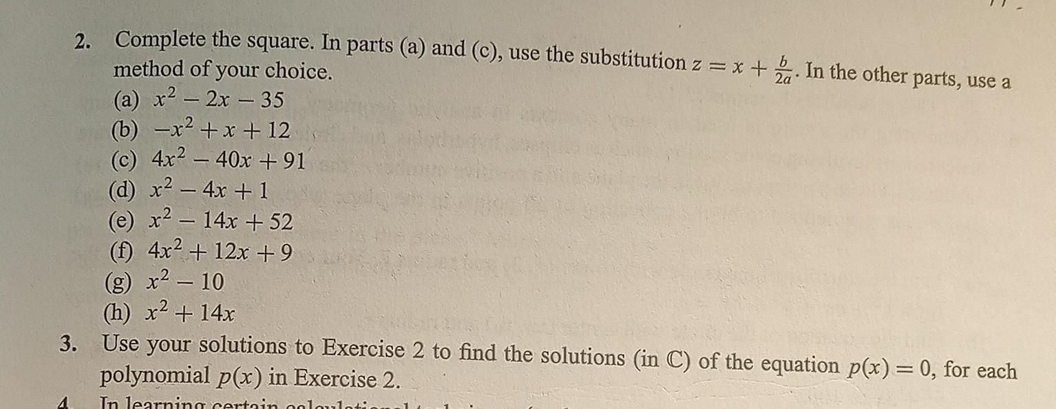Solved Use your solutions to exercise 2 to find the | Chegg.com