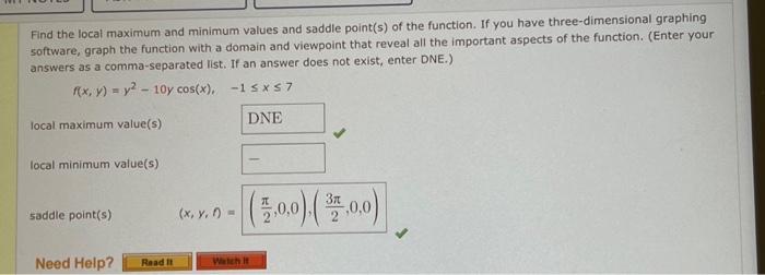 Solved Find the local maximum and minimum values and saddle | Chegg.com