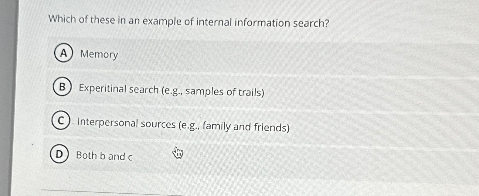 Solved Which of these in an example of internal information | Chegg.com