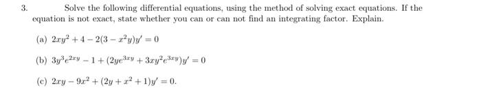 Solved 3. Solve the following differential equations, using | Chegg.com