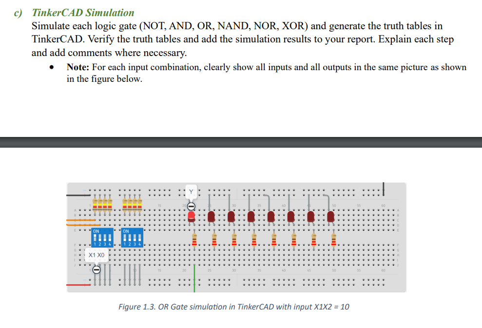 Solved c) ﻿TinkerCAD SimulationSimulate each logic gate | Chegg.com