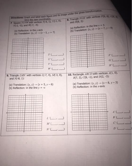 Solved 8. Triangle FGH with vertices F16, 6). GED) | Chegg.com