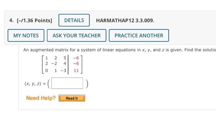 Solved Write the augmented matrix associated with the system | Chegg.com