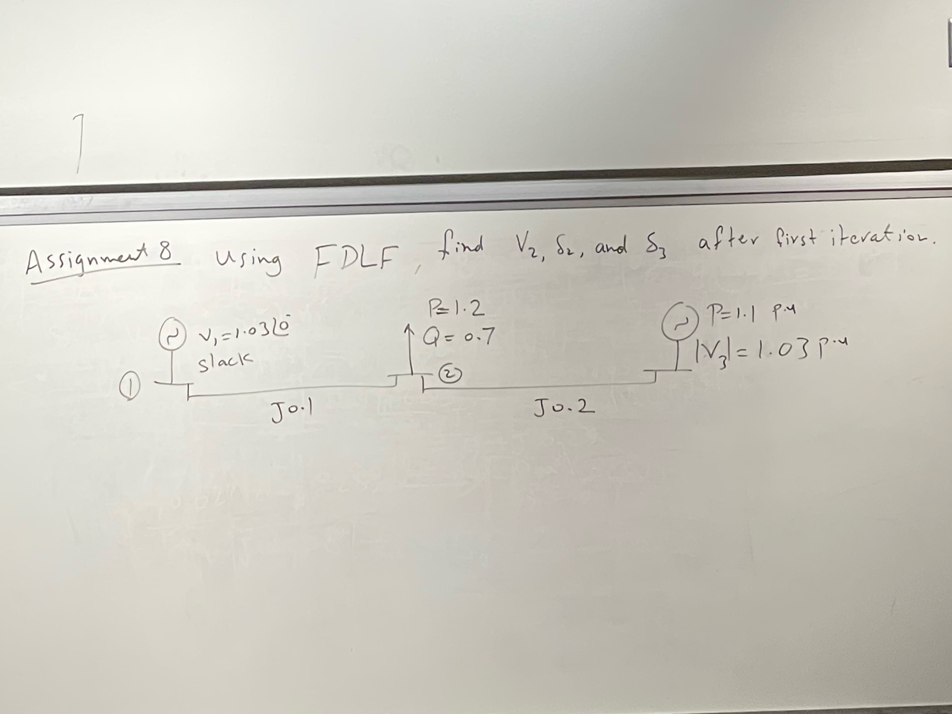 Solved Assignment 8 ﻿using FDLF, ﻿find V2,δ2, ﻿and δ3 ﻿after | Chegg.com