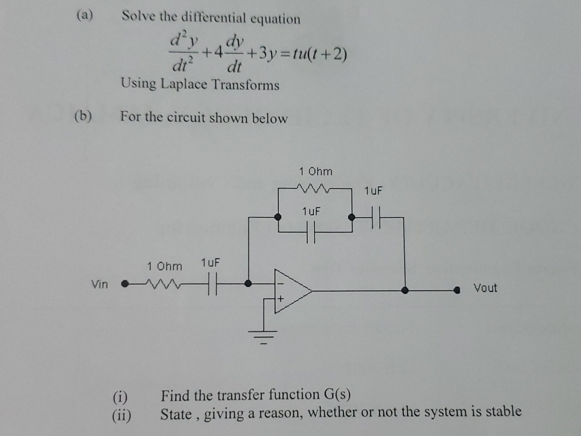 Solved (a) ﻿Solve the differential | Chegg.com