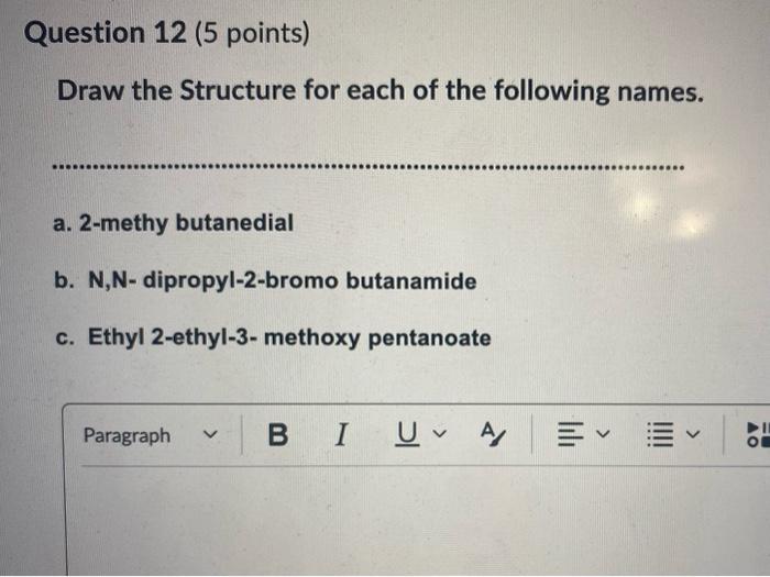 Solved Draw the Structure for each of the following names. | Chegg.com