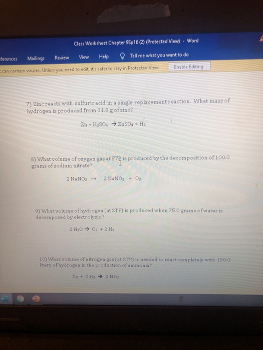 Solved Class Worksheet Chapter 98p16 (2) (Protected View) - | Chegg.com