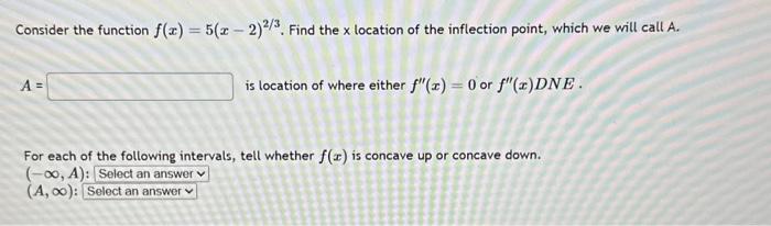 Solved Consider the function f(x)=5(x−2)2/3. Find the x | Chegg.com