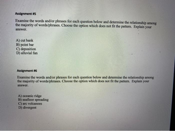 Solved Assignment #5 Examine the words and/or phrases for | Chegg.com