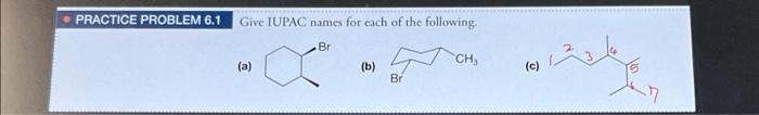 Solved PRACTICE PROBLEM 6.1 Give IUPAC names for each of the | Chegg.com