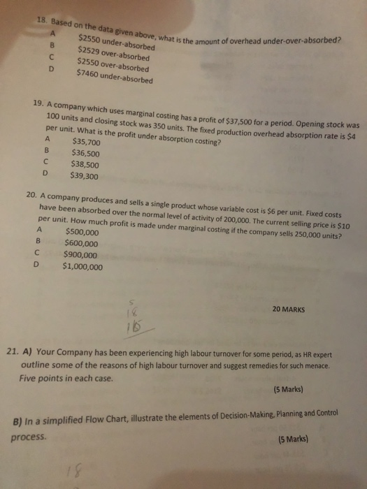 Solved SECTION - A actual output is lower than budgeted | Chegg.com