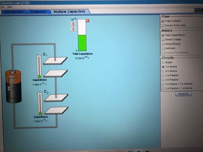 Solved - Whilst on the "Multiple Capacitors" tab, click | Chegg.com