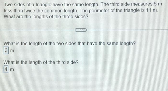 Solved Two sides of a triangle have the same length. The | Chegg.com