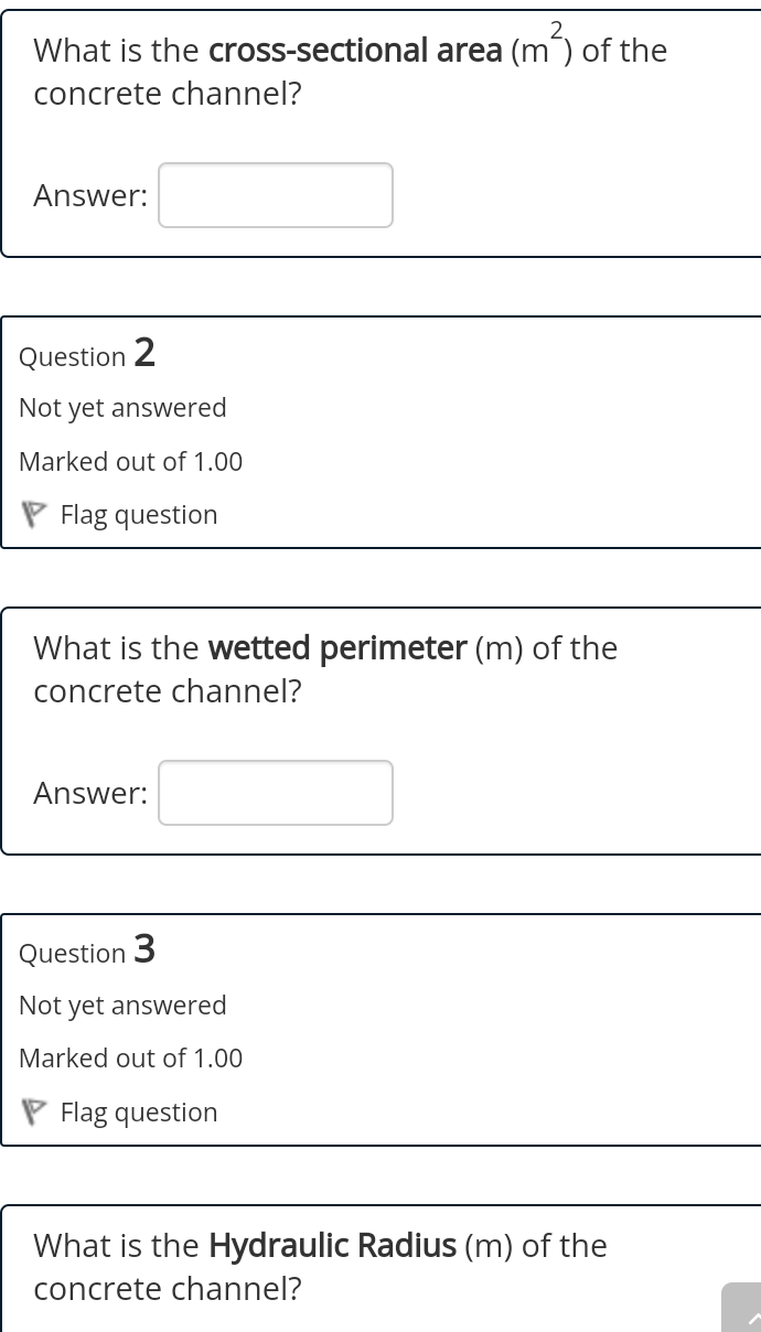 Solved A smooth lined concrete channel with the | Chegg.com