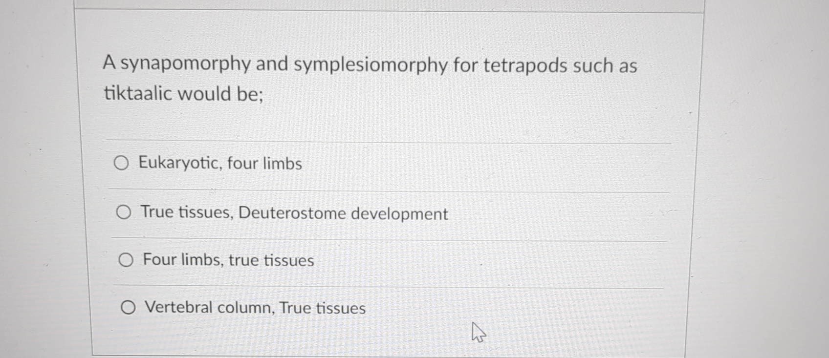 Solved A synapomorphy and symplesiomorphy for tetrapods such | Chegg.com