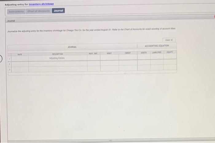 Solved Adjusting entry for Inventory.shrinkage Instruction | Chegg.com