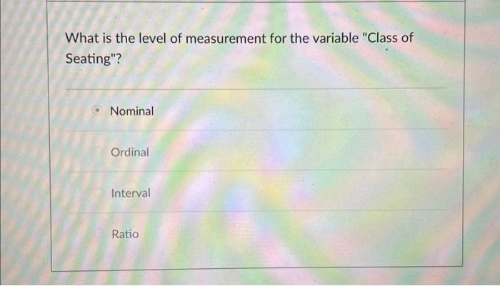 Solved What is the level of measurement for the variable | Chegg.com