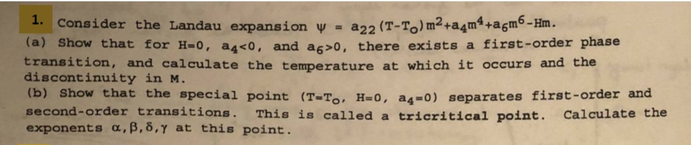 Solved Consider the Landau expansion | Chegg.com