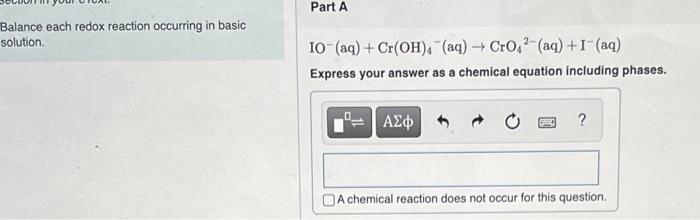 Solved Part A Balance each redox reaction occurring in basic | Chegg.com