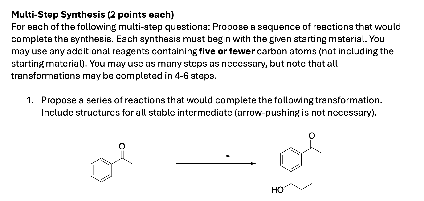 Solved Multi-Step Synthesis (2 ﻿points each)For each of the | Chegg.com
