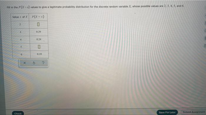Solved ral in the P(xx) values to give a legitimate | Chegg.com