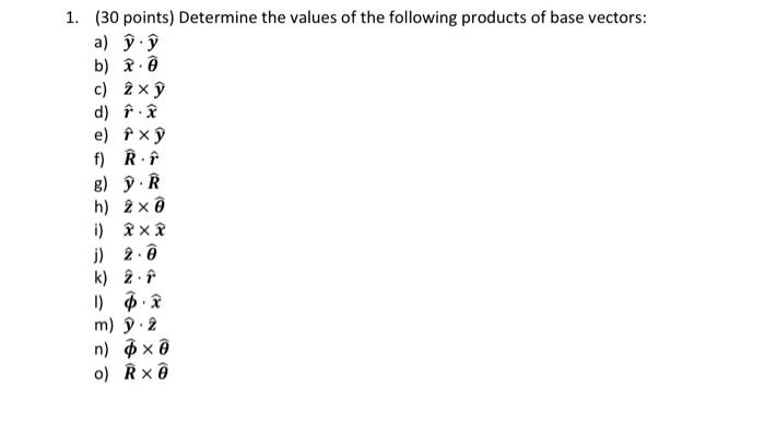 Solved 1. (30 points) Determine the values of the following | Chegg.com