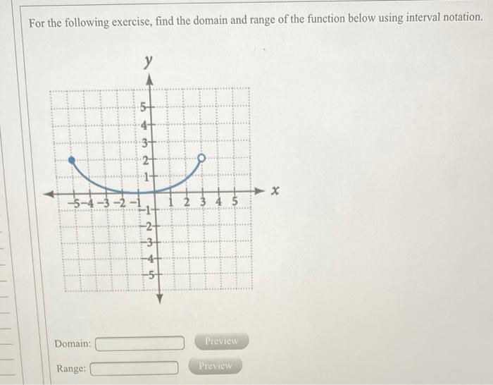 Solved For the following exercise, find the domain and range | Chegg.com