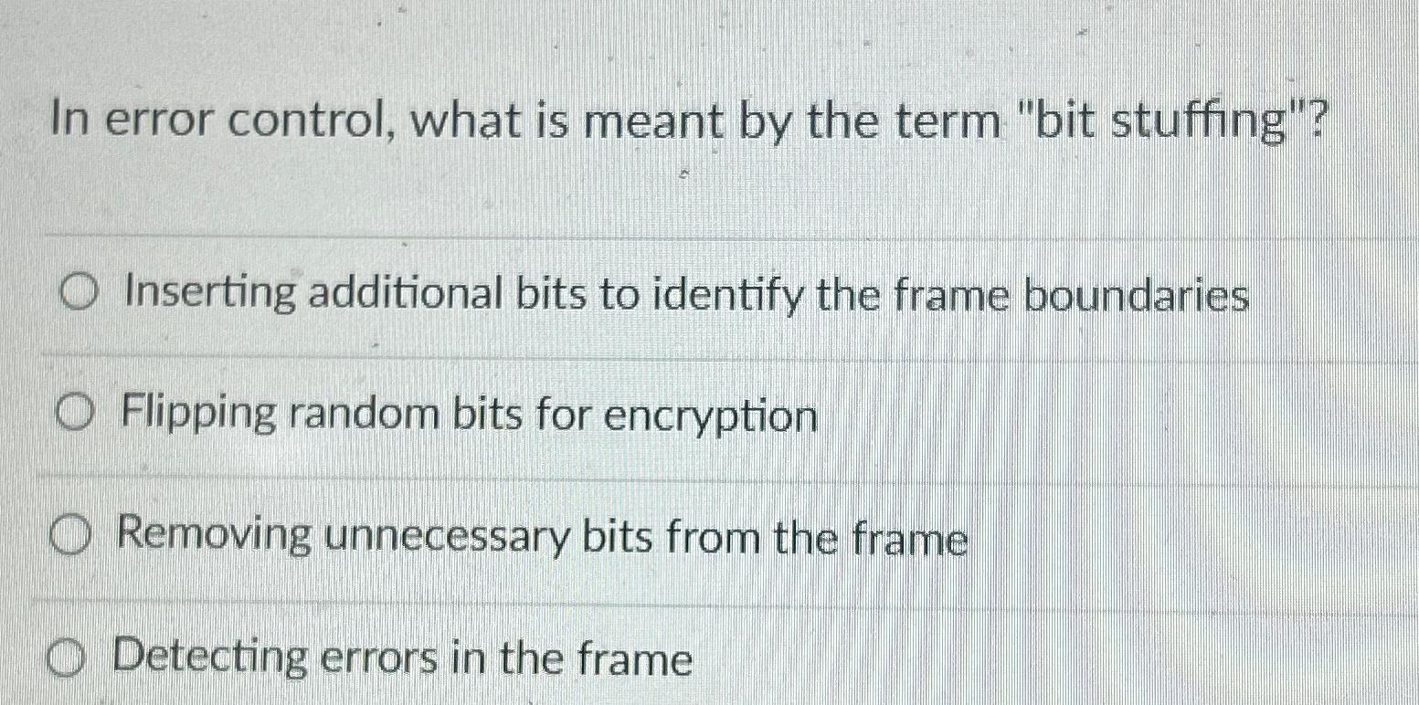 Solved In error control, what is meant by the term "bit | Chegg.com