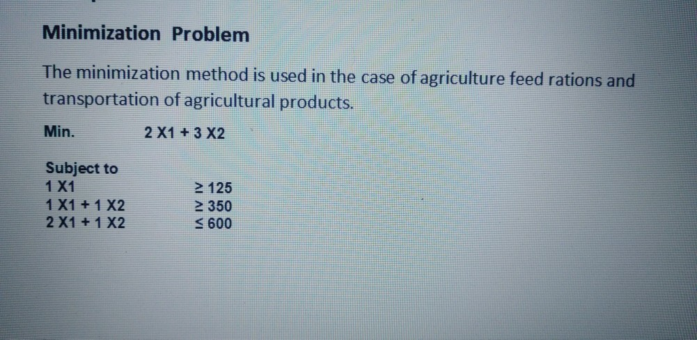 Solved Minimization Problem The minimization method is used | Chegg.com