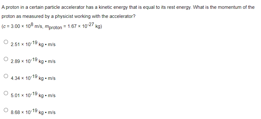 Solved A proton in a certain particle accelerator has a | Chegg.com