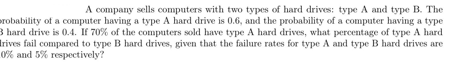 Solved A company sells computers with two types of hard | Chegg.com