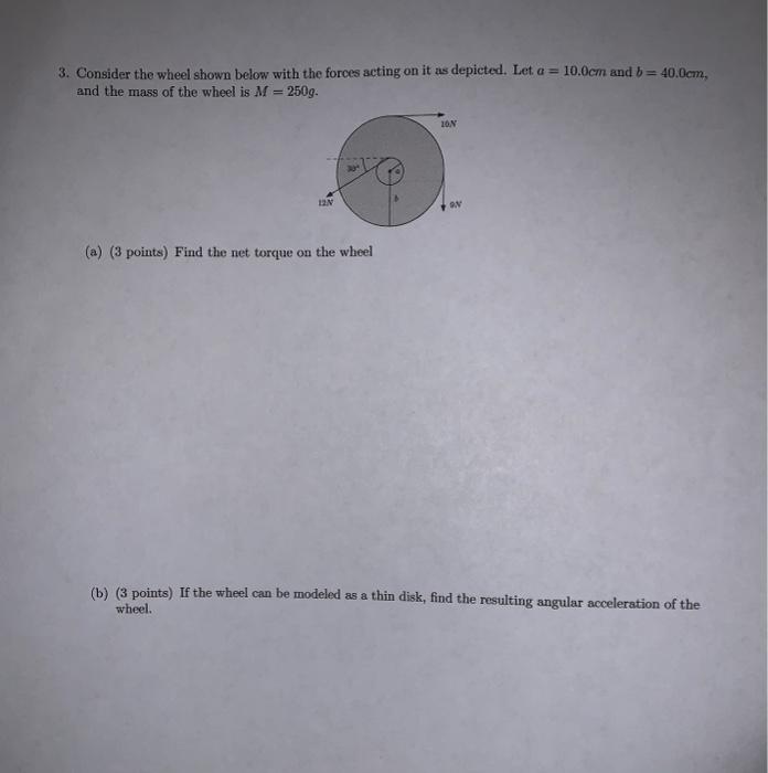 Solved 3. Consider the wheel shown below with the forces | Chegg.com