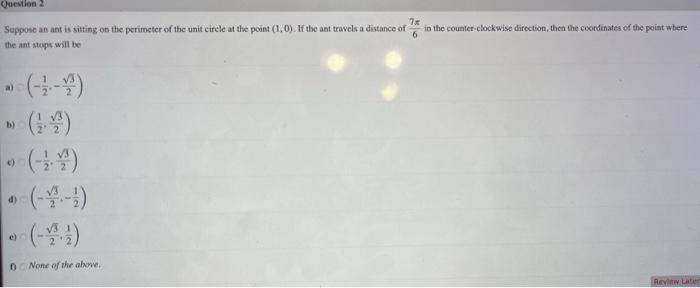 Solved Suppose an ant is sitting on the perimeter of the | Chegg.com