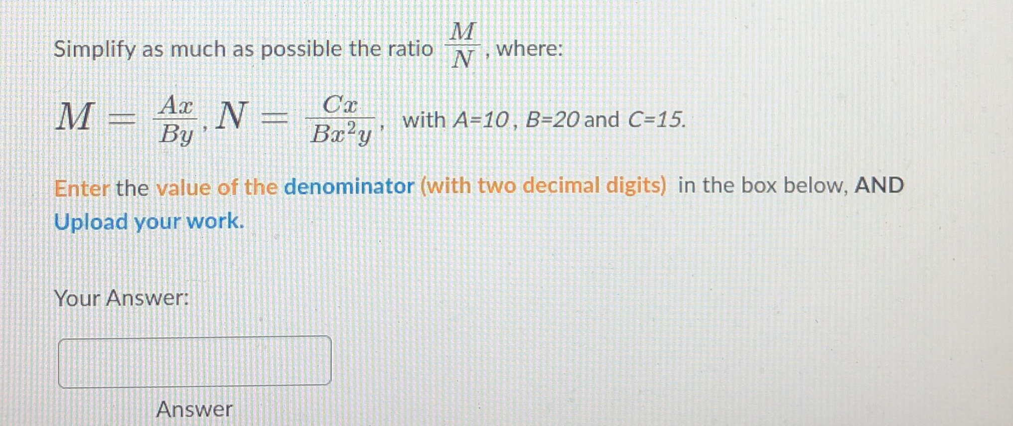 Solved Simplify as much as possible the ratio MN, | Chegg.com