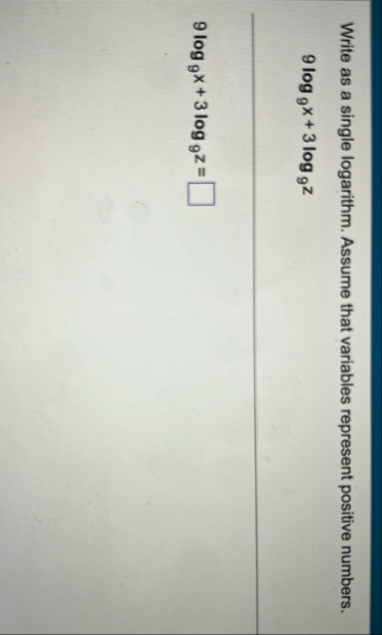 Solved Write as a single logarithm. Assume that variables | Chegg.com