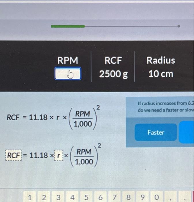 Solved RPM RCF 2500 g Radius 10 cm If radius increases from | Chegg.com