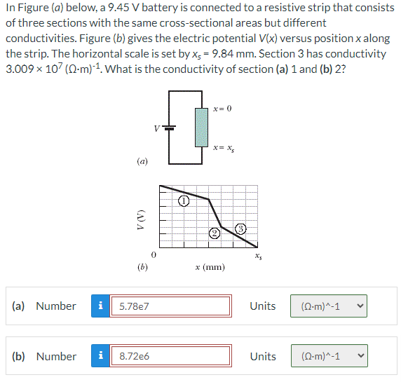 Solved In Figure (a) ﻿below, a 9.45V ﻿battery is connected | Chegg.com