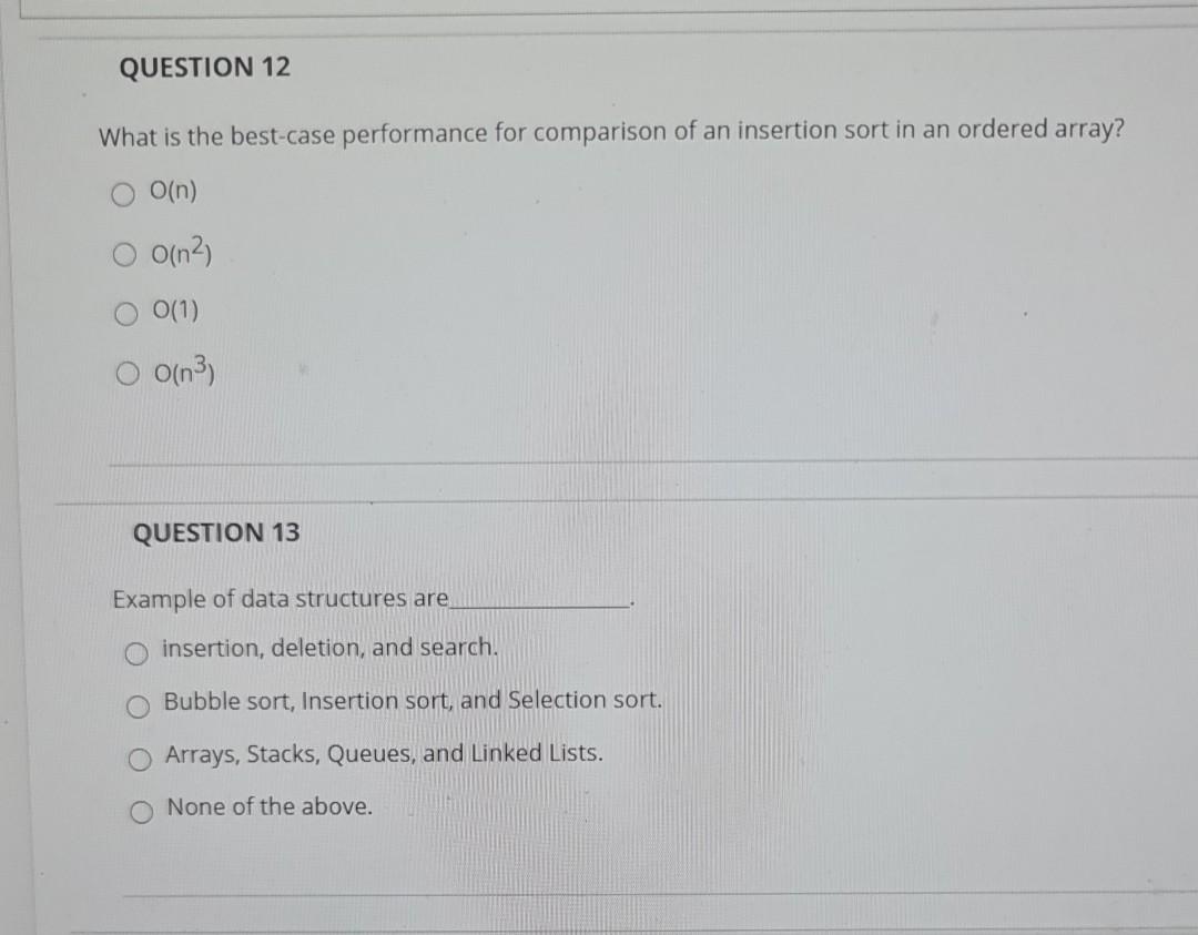 Solved QUESTION 12 What is the best-case performance for | Chegg.com