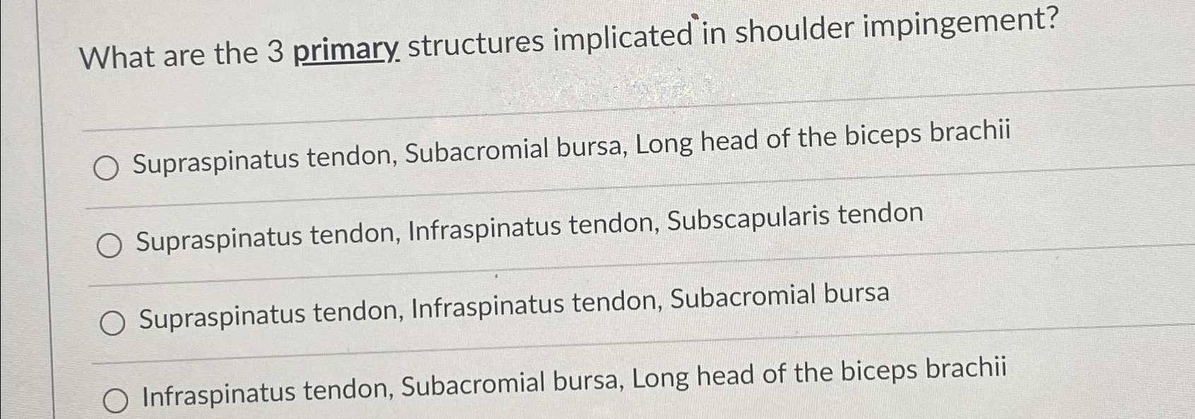 Solved What are the 3 ﻿primary structures implicated in | Chegg.com