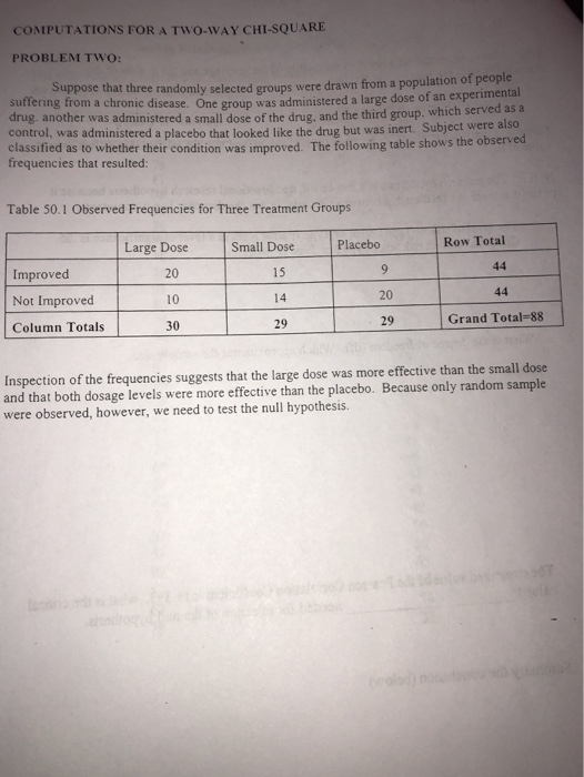 Solved COMPUTATIONS FOR A TWO-WAY CHI-SQUARE PROBLEM TWO: | Chegg.com