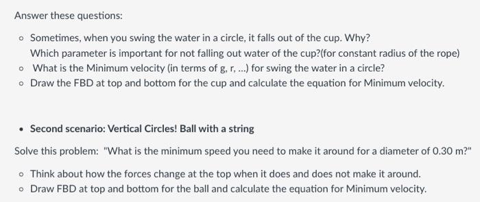 Solved Answer these questions: o Sometimes, when you swing | Chegg.com