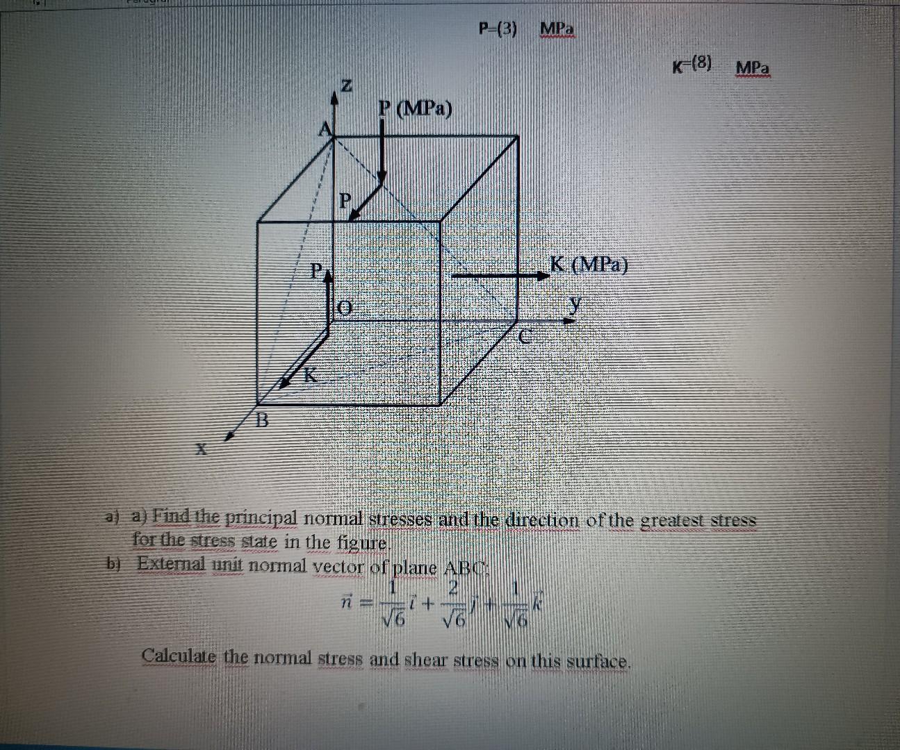 Solved a) a) Find the principal normat stresses and the | Chegg.com