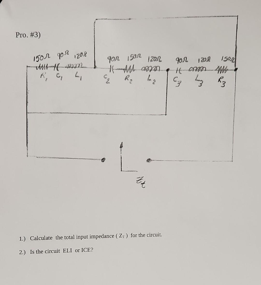 Solved 1.) Calculate the total input impedance (ZT ) for the | Chegg.com