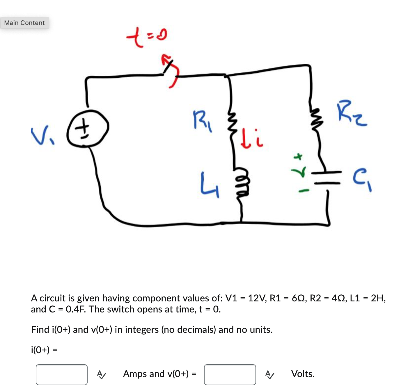 Solved A circuit is given having component values of: | Chegg.com