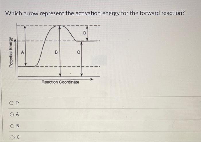 Solved Which arrow represent the activation energy for the | Chegg.com
