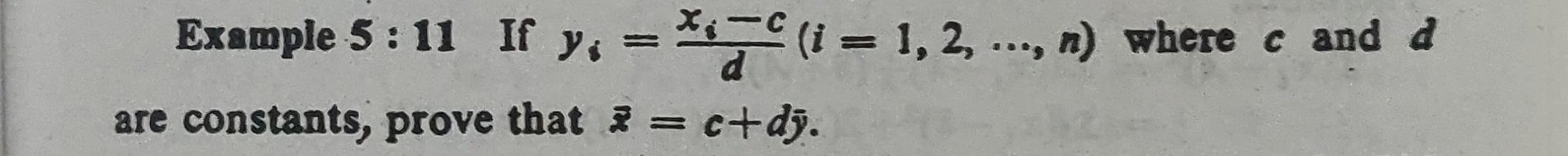 Solved Example 5:11 If y = for (i = 1, 2, ..., n) where c | Chegg.com