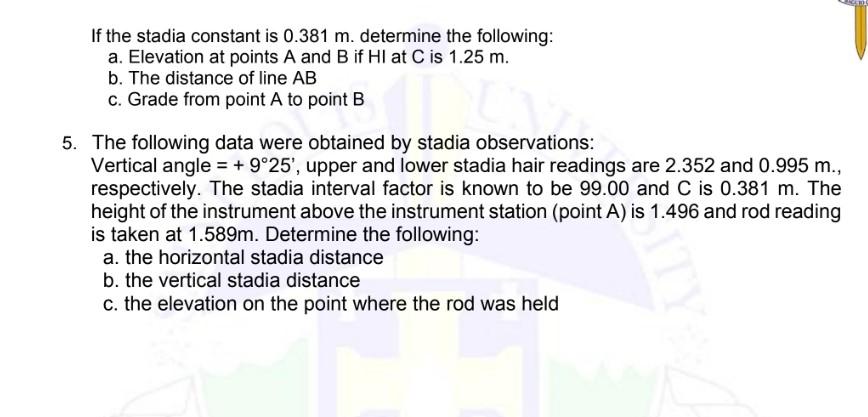 Solved 1. An automatic level with an internal focusing | Chegg.com
