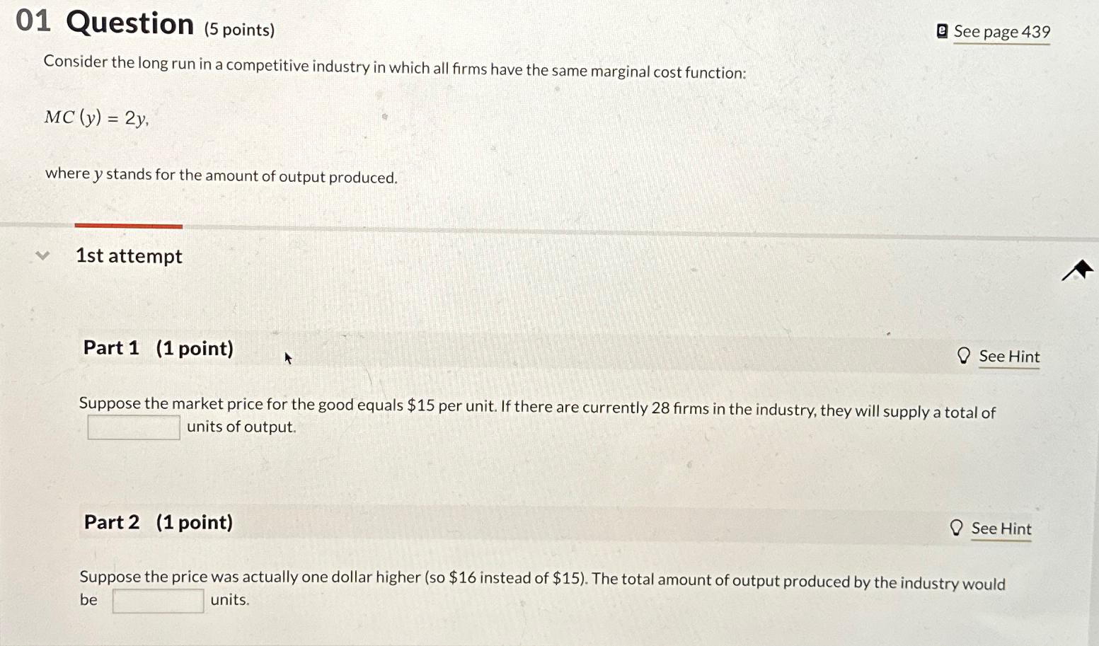 Solved 01 ﻿Question(5 ﻿points)See page 439Consider the long | Chegg.com