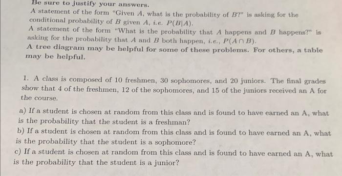 Solved Be sure to justify your answers. A statement of the | Chegg.com
