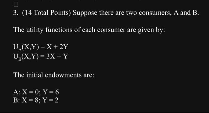Solved 3. (14 Total Points) Suppose there are two consumers, | Chegg.com